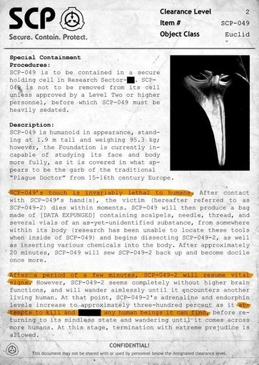 SCP 049 Wiki SCP Foundation Amino