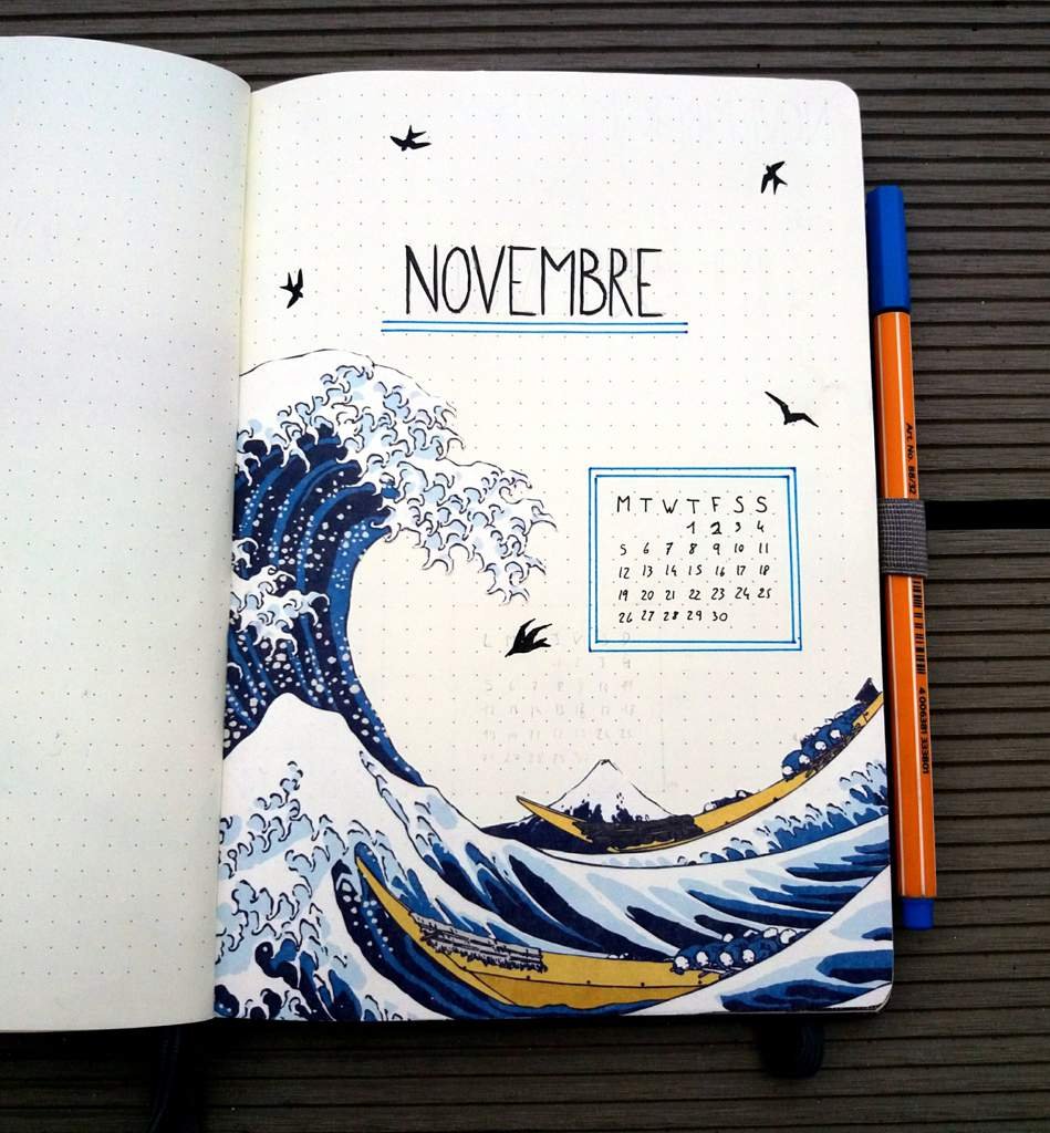 November Setup Hokusai Bujo Bullet Journal Amino