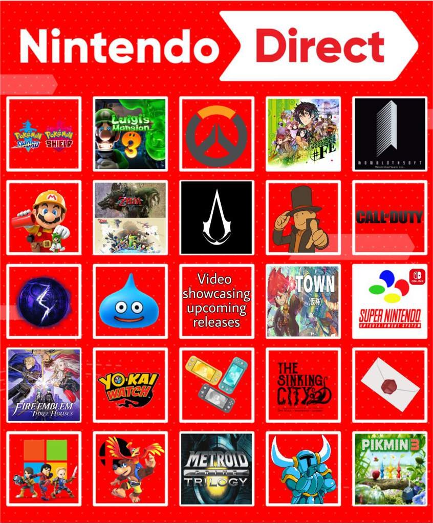 My September 2019 Nintendo Direct Bingo Card Nintendo Switch Amino