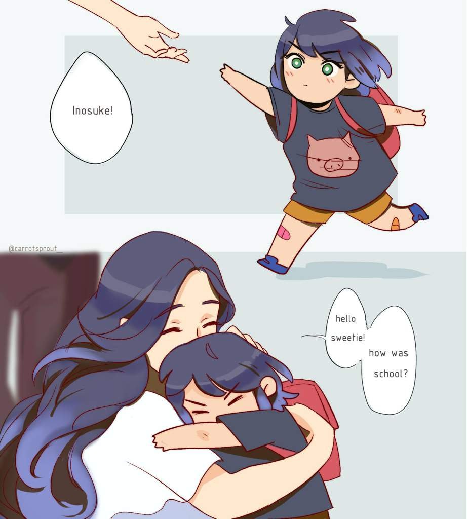 Inosuke Doesnt Like His Mommys New Friend 😄😆😄😆😄 Art By Twitter Carrotsprout Demon Slayer