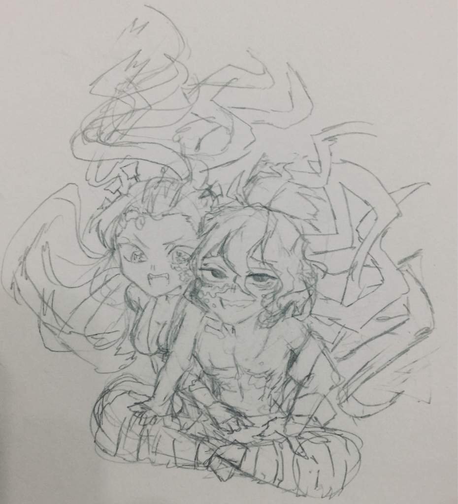 Gyutaro And Daki Rough Sketch Demon Slayer Kimetsu No Yaiba Amino