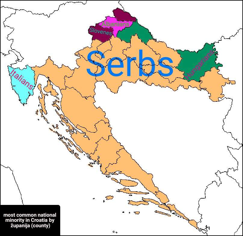 Most Common Minority In Croatia By County Mapping Polandball Amino