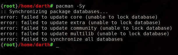 Pacman Error Could Not Lock Database File Exists Hacking Utilsc
