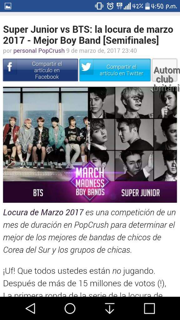 Entra a la página de Pop crush y vota por BTS, super junior vs bts! | -Min YoonGi Amino- Amino