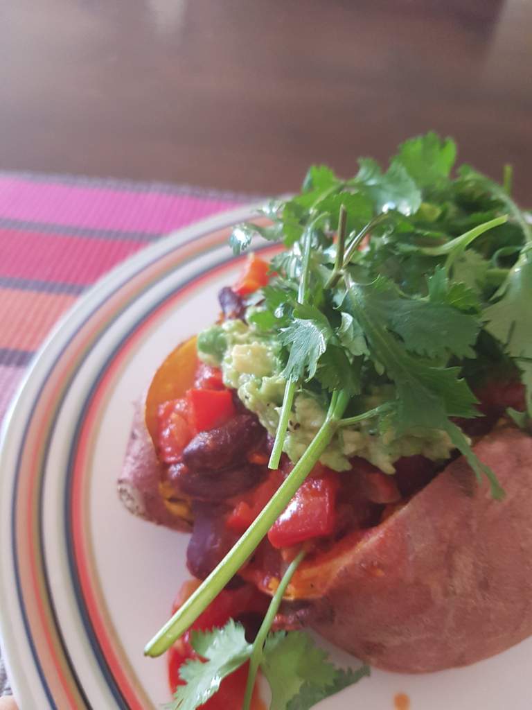 Real Quick Dinner A Stuffed Sweet Potato Food Amino