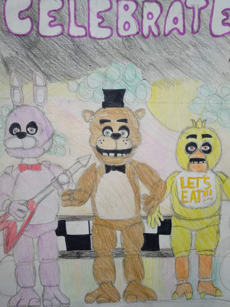 ||CELEBRATE!|| {FNaF1 Poster Fanart} | Five Nights At Freddy's Amino