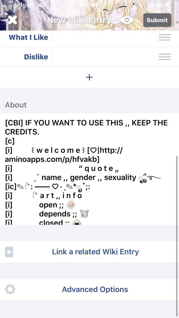 Kawaii Bio Template Wiki Official Lunime Amino