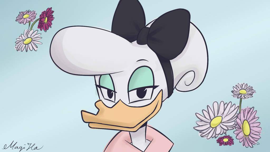 Ducktales Fanart Daisy With Daisies Cartoon Amino