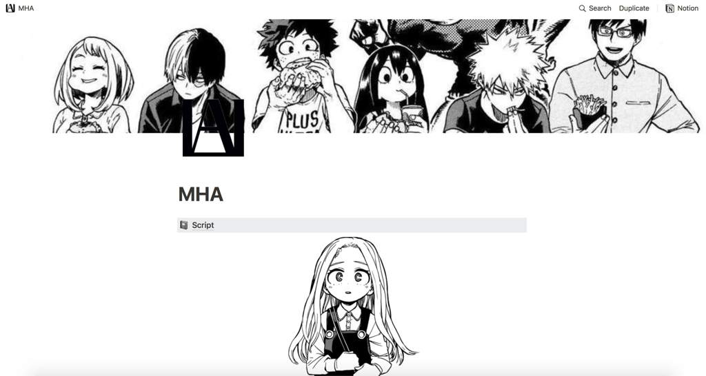 Mha Script Template Notion Printable Templates